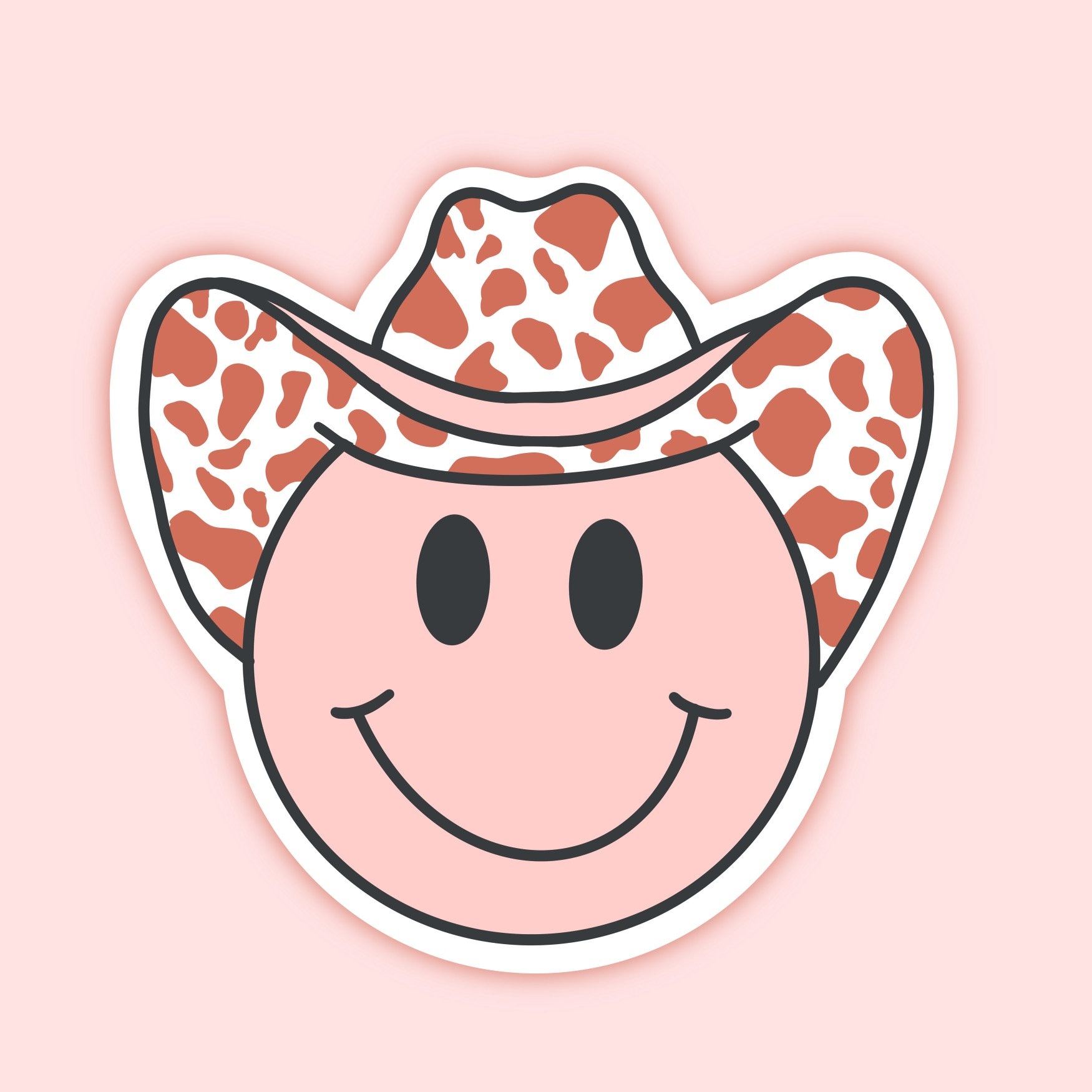 Cowgirl Hat Smiley Face Sticker, Yeehaw, Car Decal, Water Bottle ...