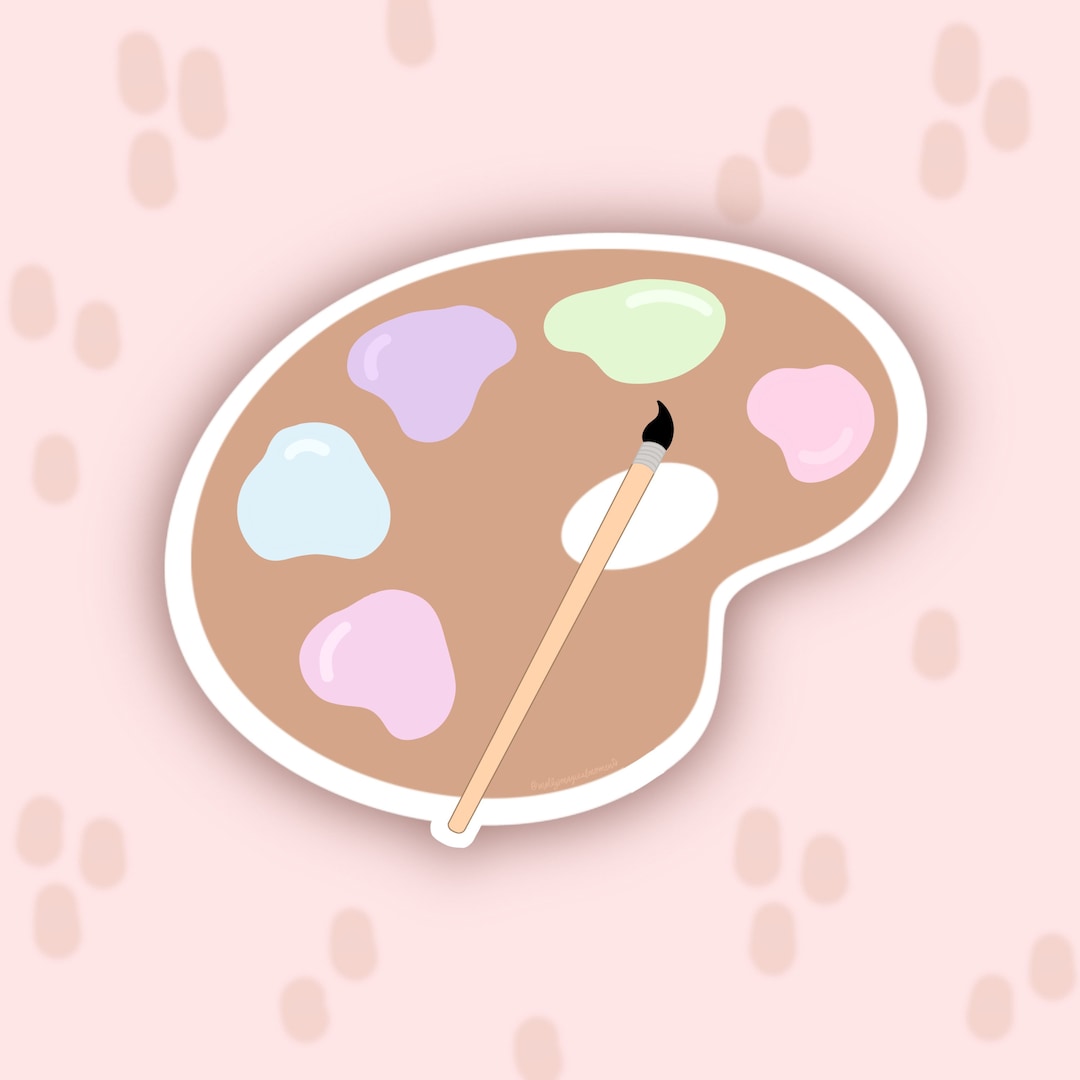 Paint Palette Sticker, Painting Decal, 2.5 Inches, Pale Blush Colors ...