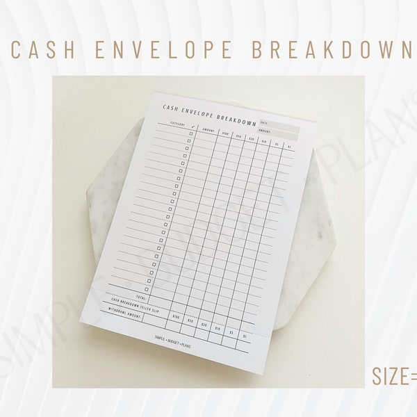 Cash Envelope Breakdown Notepad - Etsy