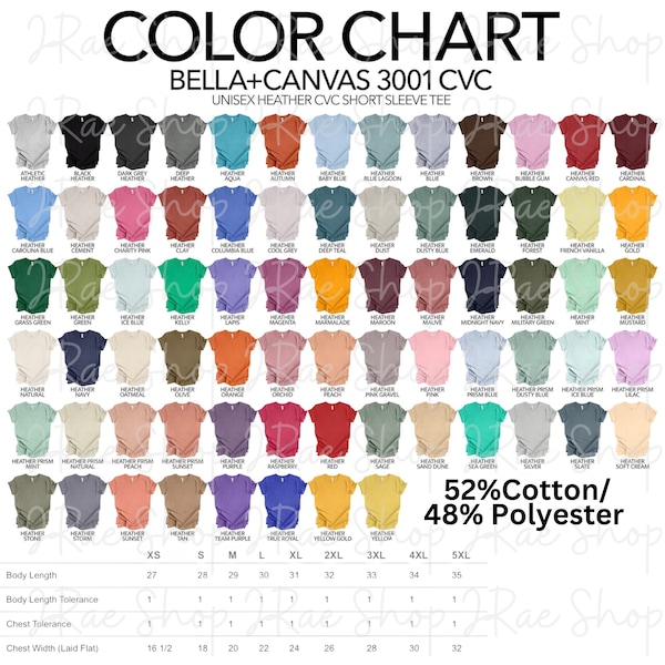 Sublimation Color Chart - Etsy