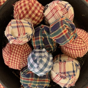 Set of 10 Primitive/farmhouse Homespun Rag Ball Bowl Filler - Etsy
