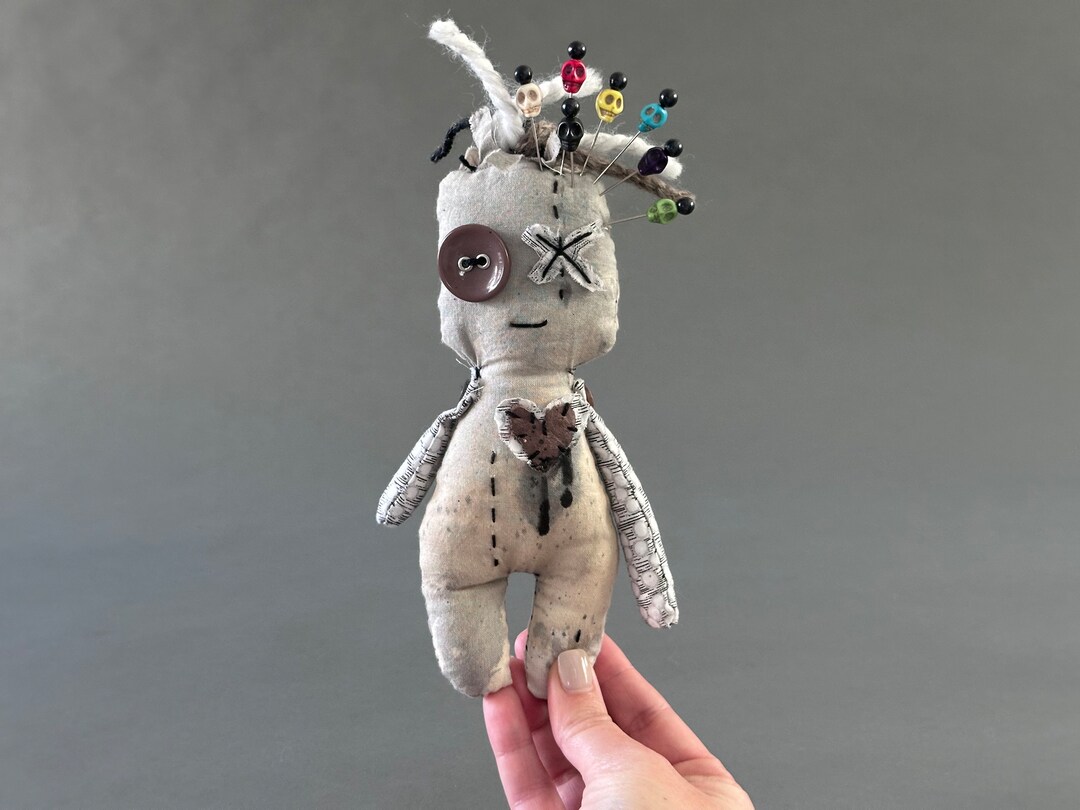 Hand Stitched Voodoo Doll: Good Vibes Poppet With Skull Pins - Etsy