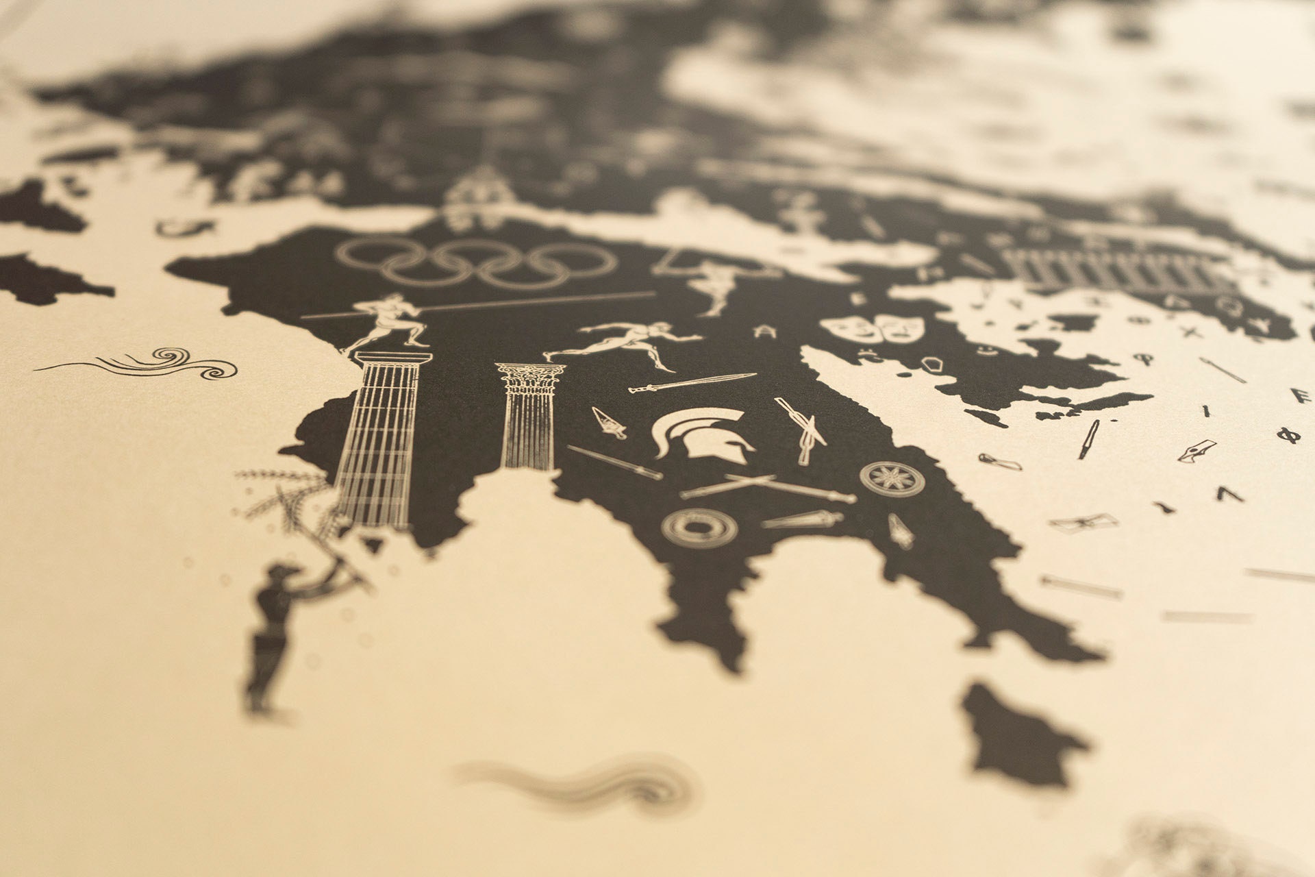 Ancient Greece Map/illustration Big Printed Poster - Etsy