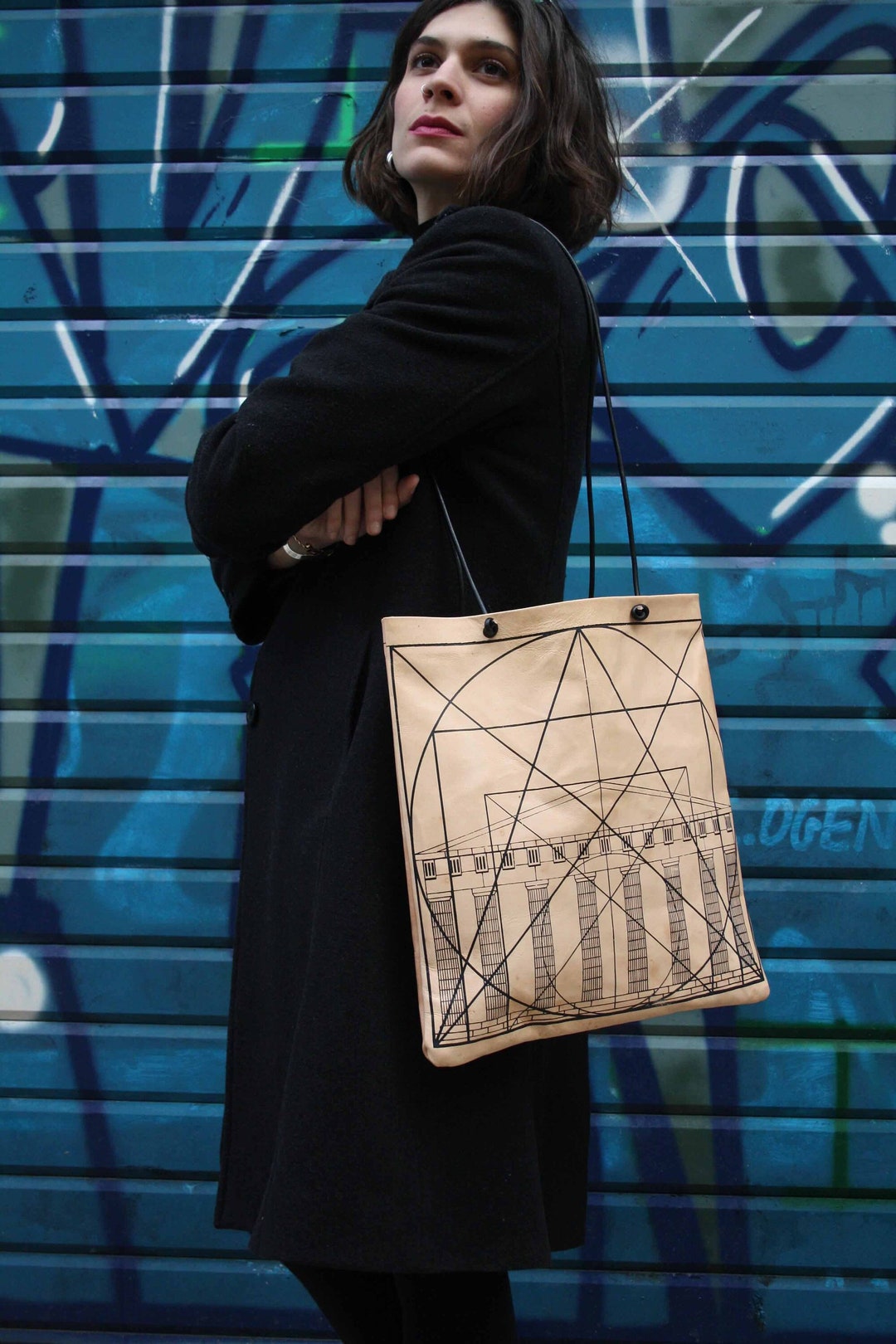 Cretan Leather Tote Bag: Golden Ratio, Ancient Greek Art - Etsy