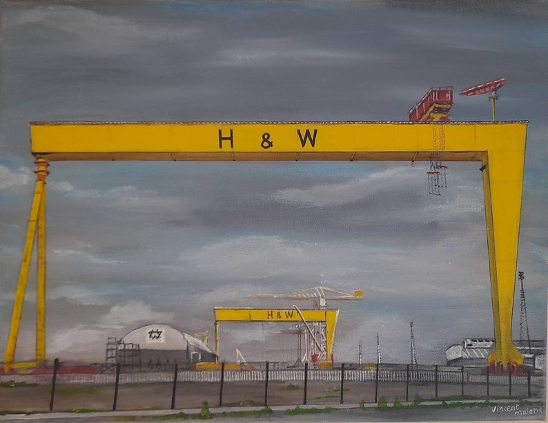 Samson and Goliath Wall Art Print, UNFRAMED, Belfast, Northern Ireland ...