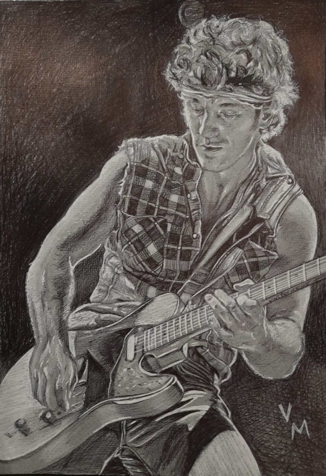 Bruce Springsteen the Boss Original Hand Embellished Art Print Unframed ...