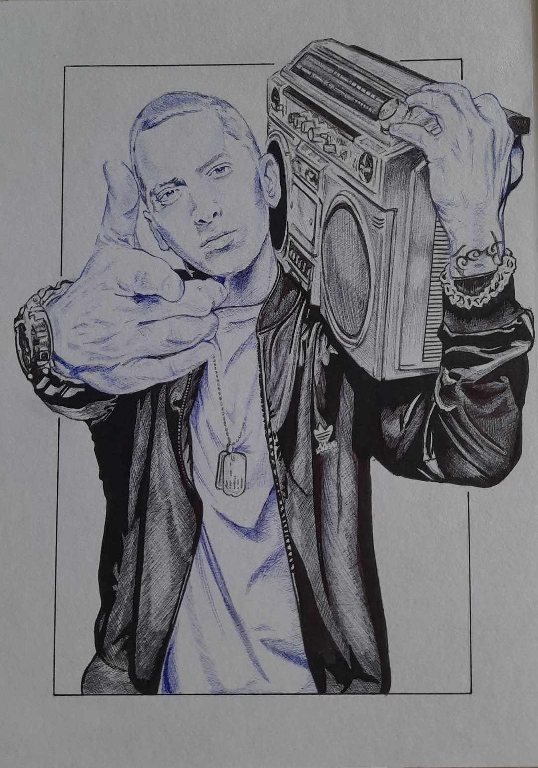 Original Eminem Ballpoint Pen Drawing Unframed - Etsy