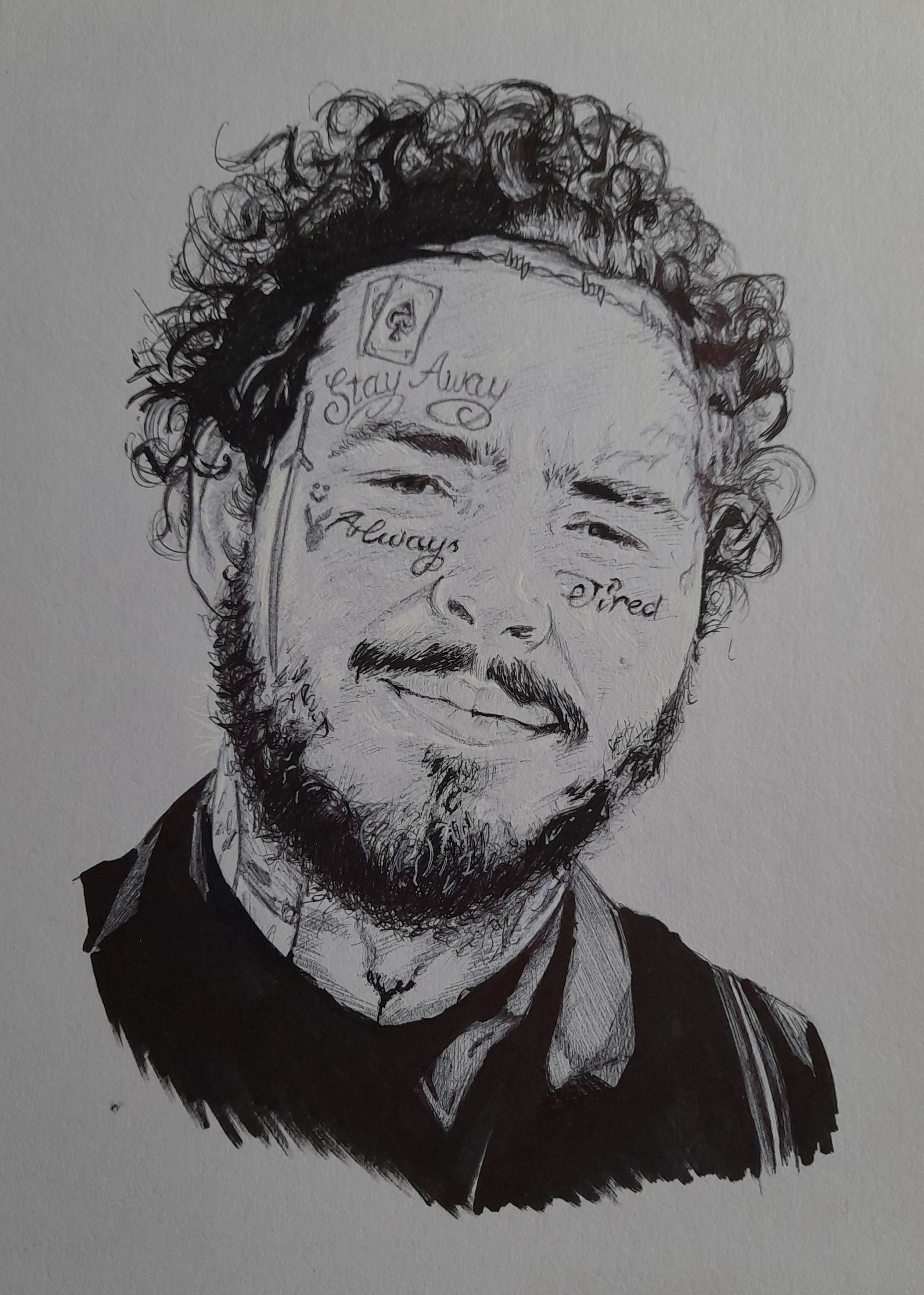 Original Post Malone Ballpoint Pen Drawing Unframed - Etsy