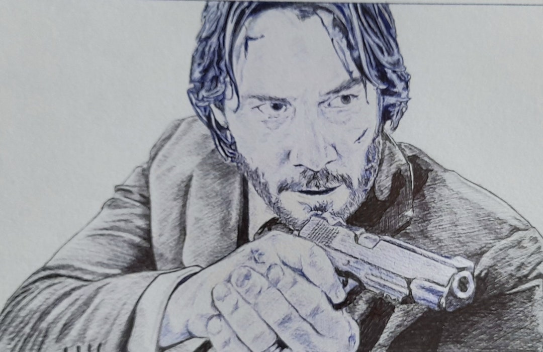 Original John Wick Ballpoint Pen Drawing Unframed - Etsy