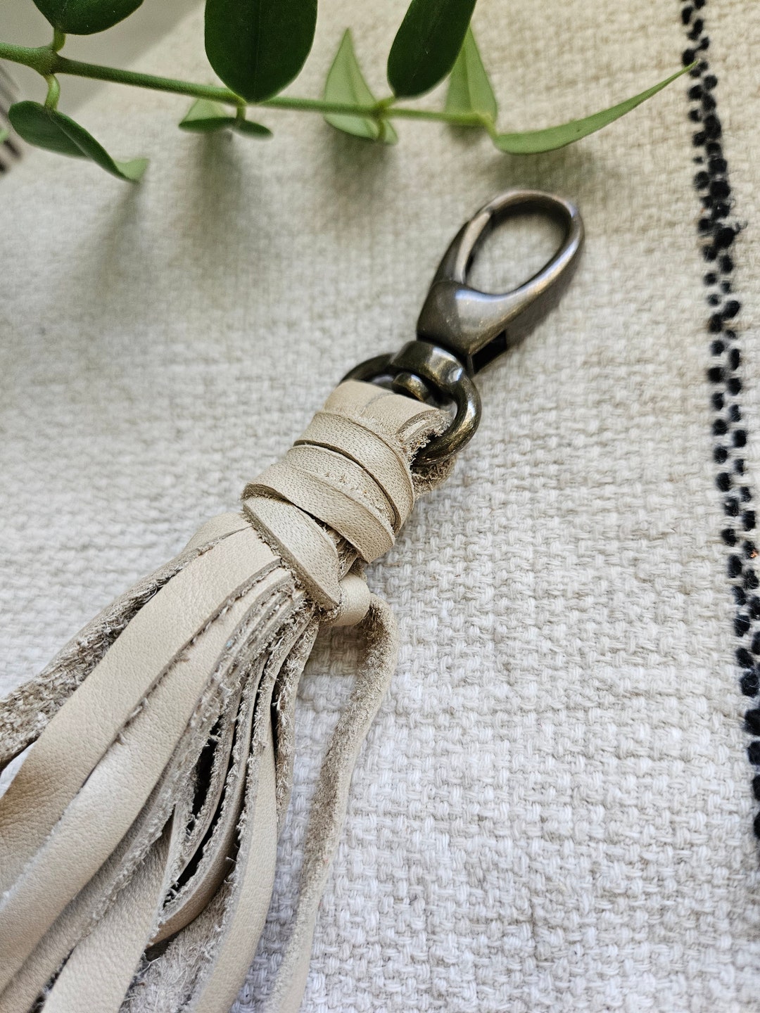 Hand Cut Beaded Genuine Leather Tassel Clip - Etsy
