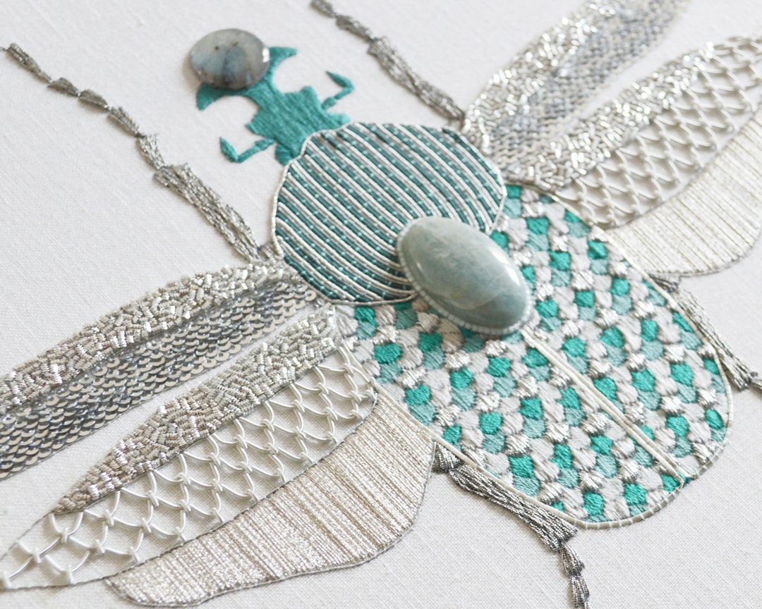 Re Divine Egyptian Scarab / Hand Embroidery / Textile Art / Embroidered ...