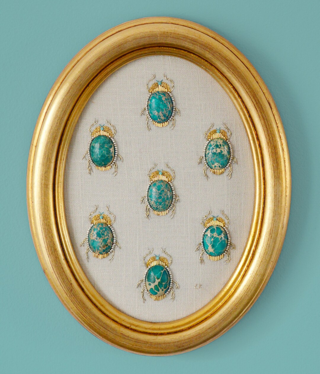 Scarab Embroidery Painting / Egyptian Style Art / Cabinet of ...