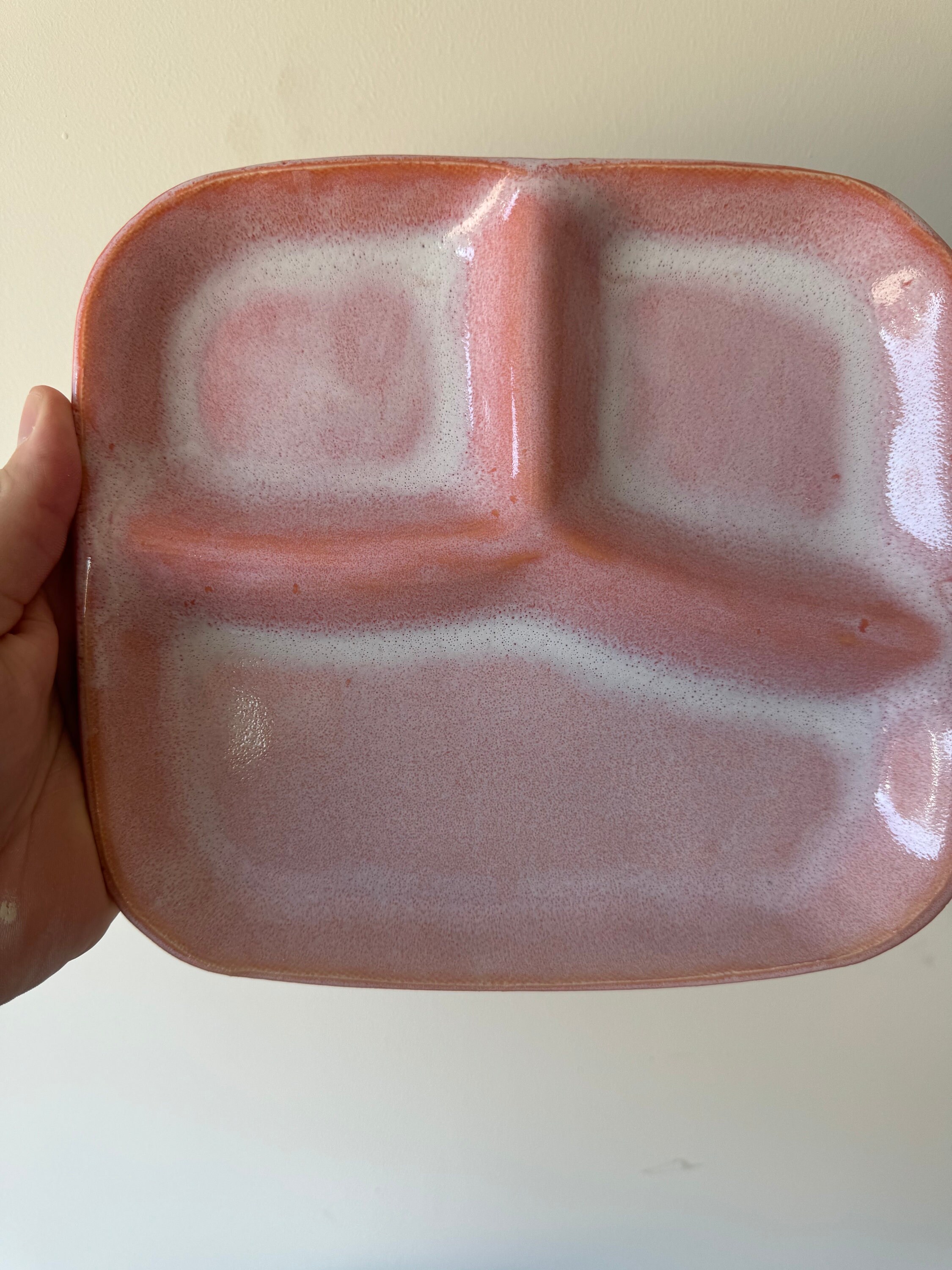 Ceramic Lunch Tray princess Peach Pink Retro TV Dinner Tray/ Portion ...