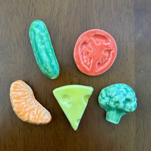 Ceramic Refrigerator Magnets . Set of 5-broccoli, Cheese, Orange ...