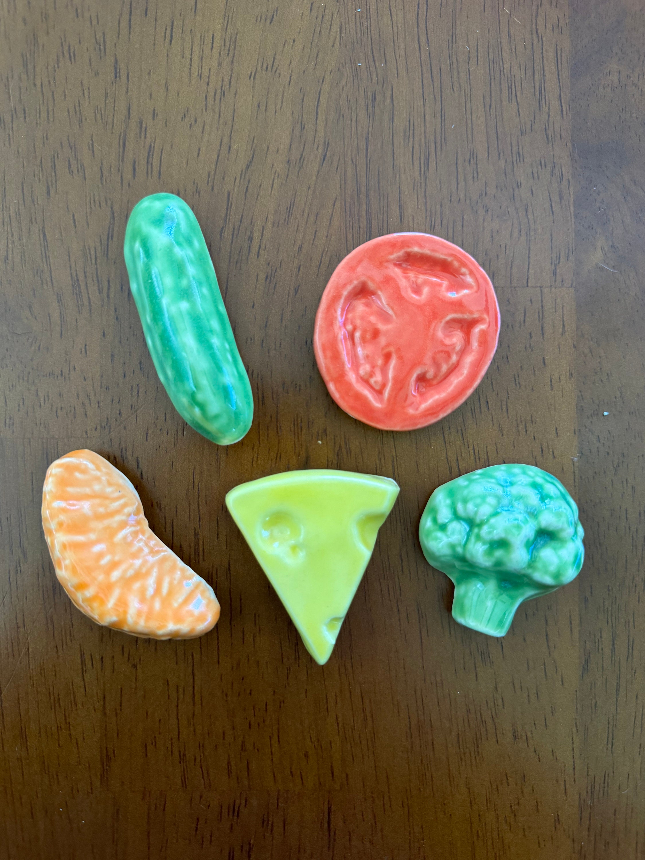 Ceramic Refrigerator Magnets . Set of 5-broccoli , Cheese, Orange ...