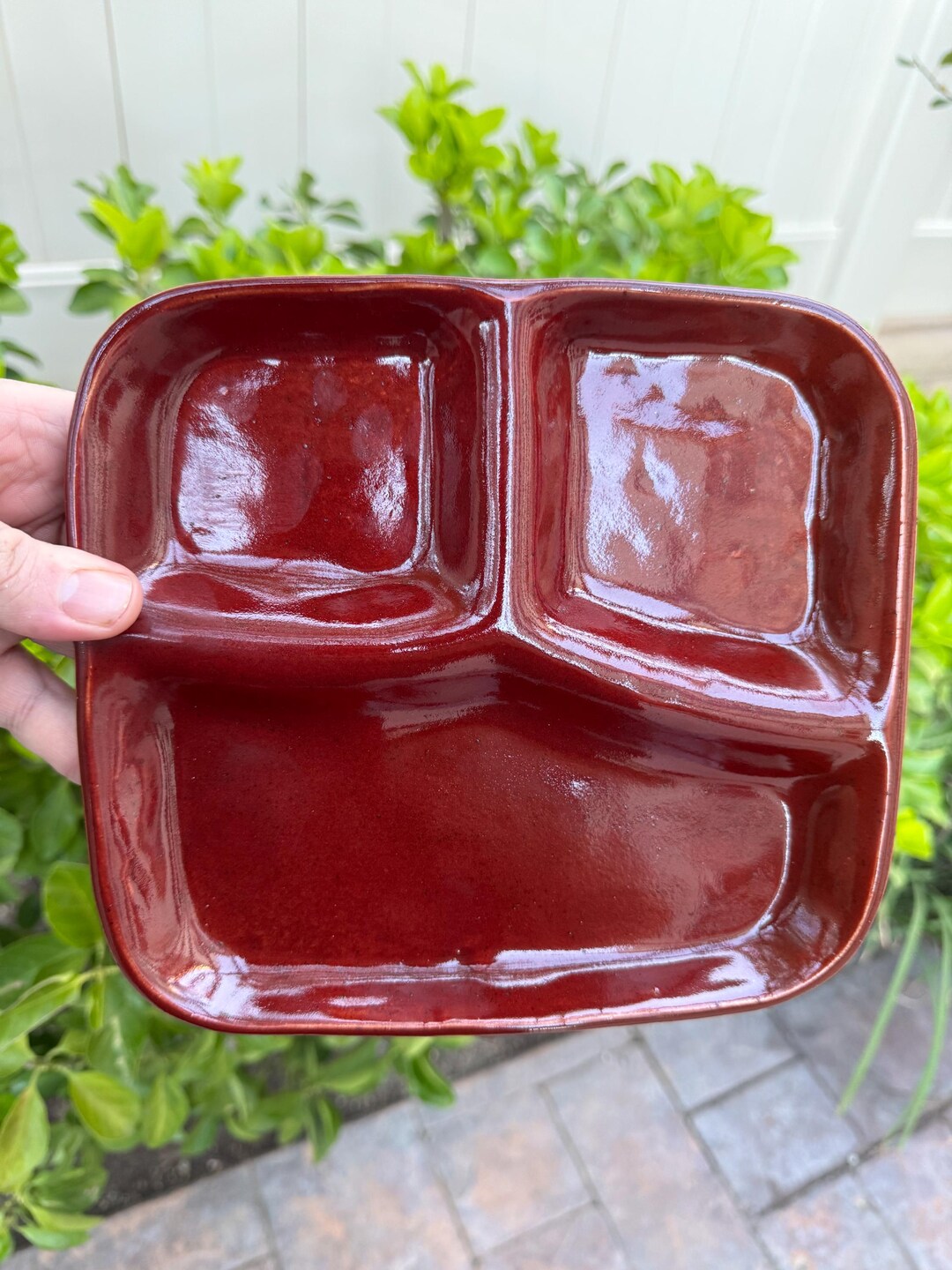 Handmade Ceramic Snack Tray: Fire Brick Red Retro TV Dinner Plate - Etsy