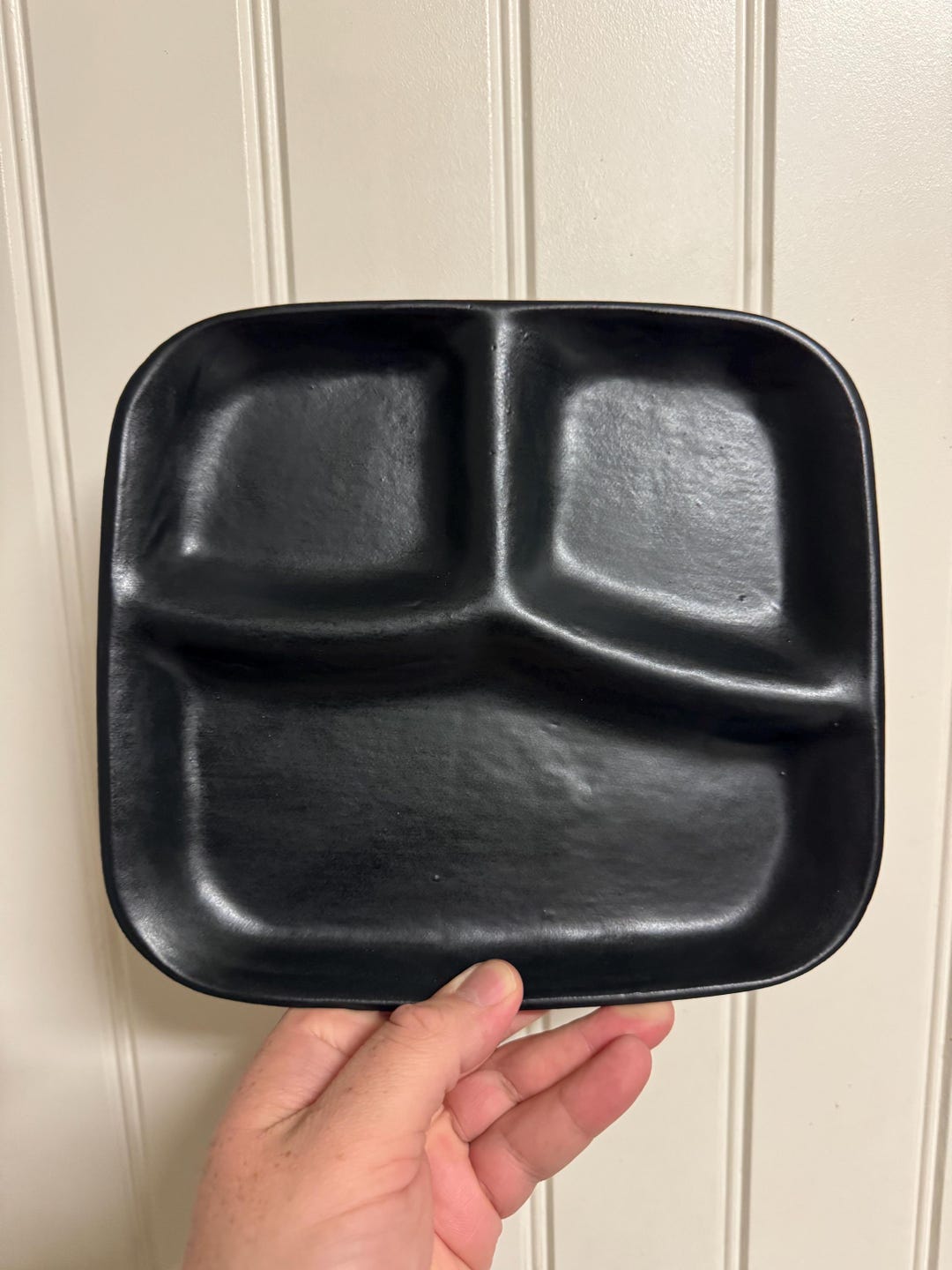 Ceramic Lunch Tray -matte Black Snack Tray- Retro TV Dinner Tray ...