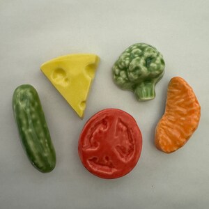 Ceramic Refrigerator Magnets . Set of 5-broccoli, Cheese, Orange ...