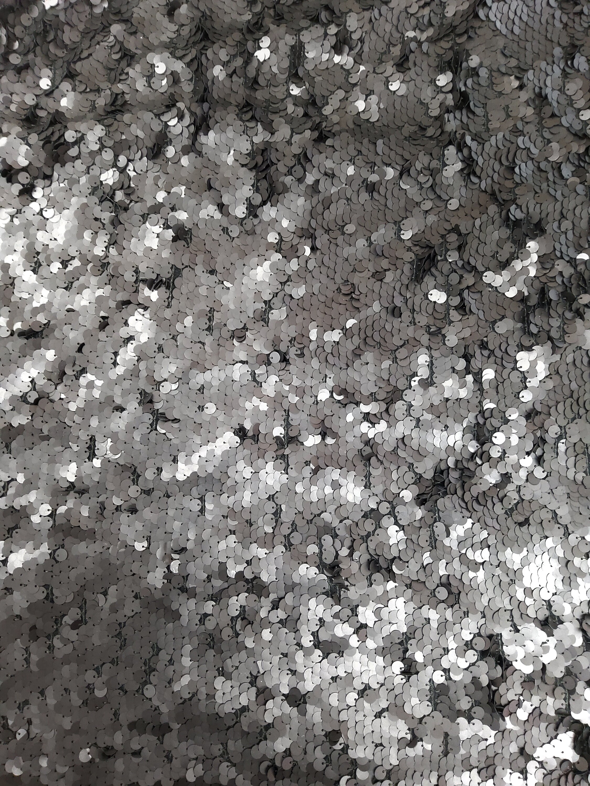 Black Gunmetal Gray Metallic Sequins Fabric Reversible Sequins by the ...