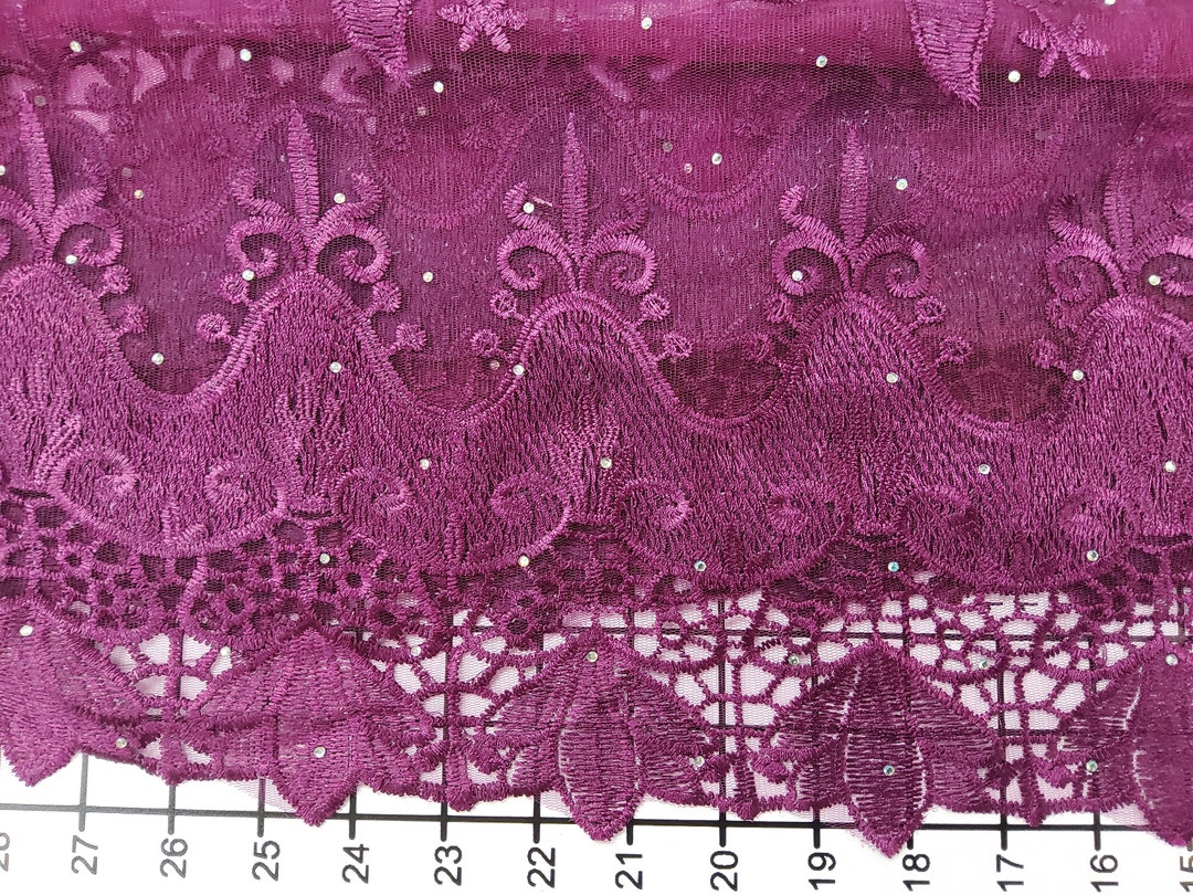 Plum Embroidery Lace Fabric by the Yard, Plum Nigerian Lace Fabric ...