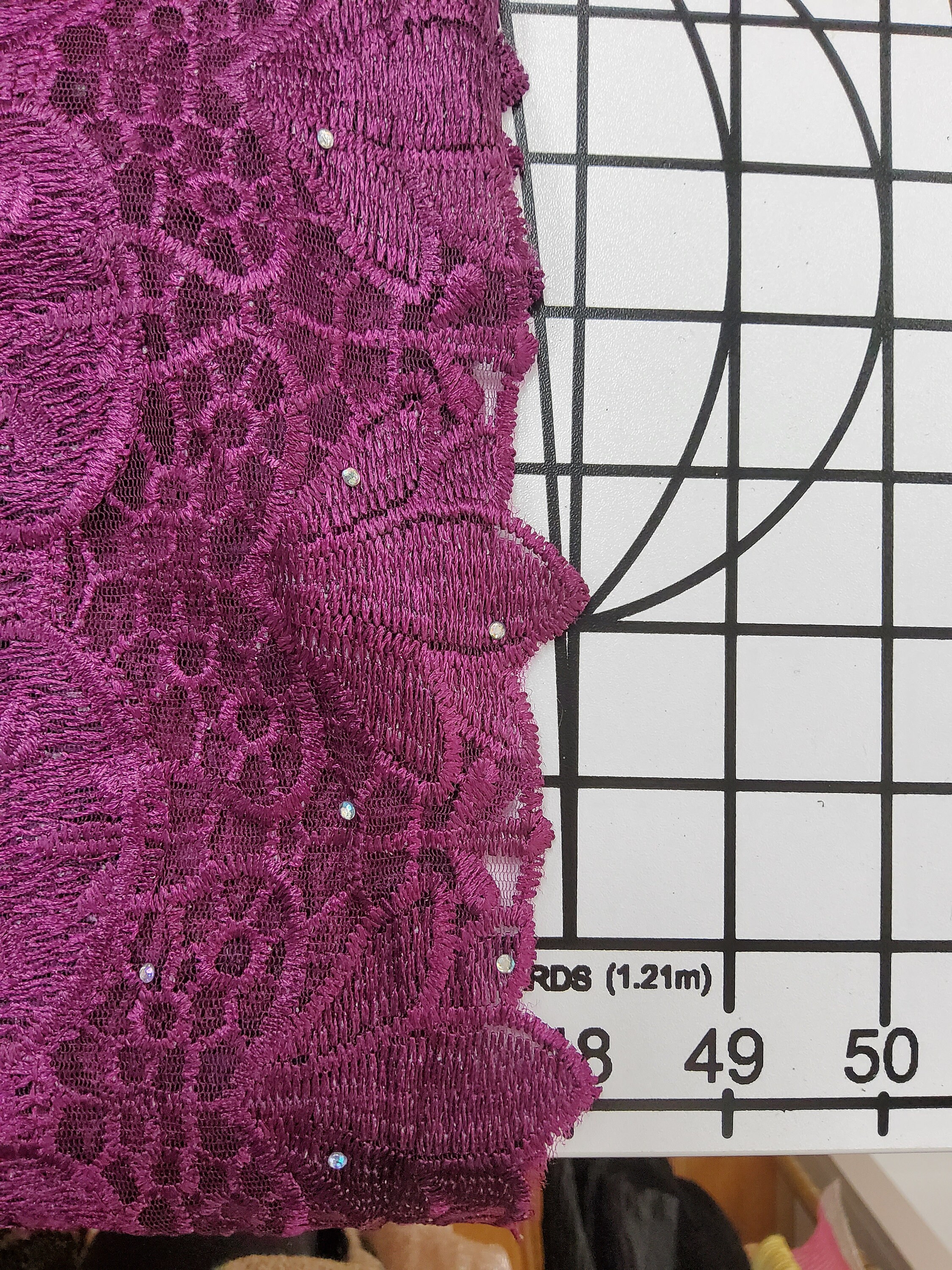 Plum Embroidery Lace Fabric by the Yard, Plum Nigerian Lace Fabric ...