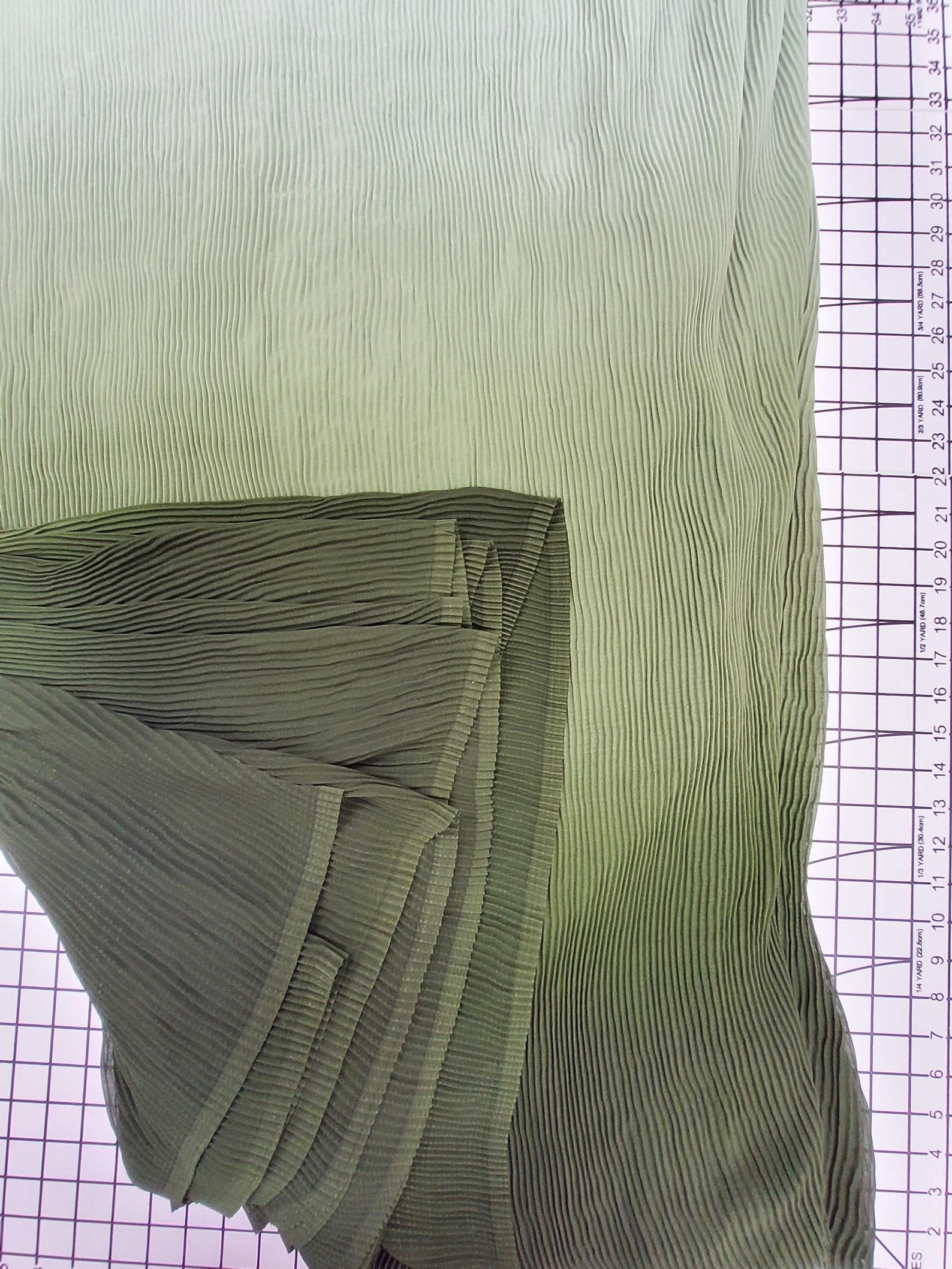 Dark Green Green and Lemon Gradient Ombre Sunray Fabric, Georgette ...