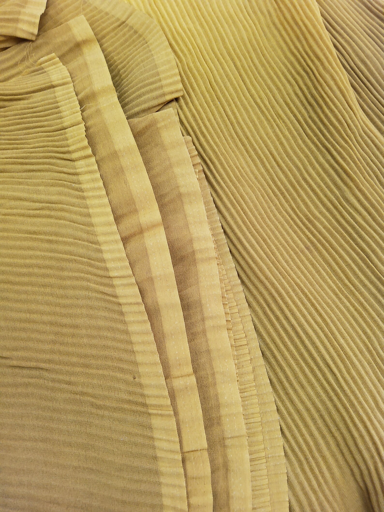 Yellow and Lemon Sunray Fabric, Georgette Pleated Fabric, Georgette ...
