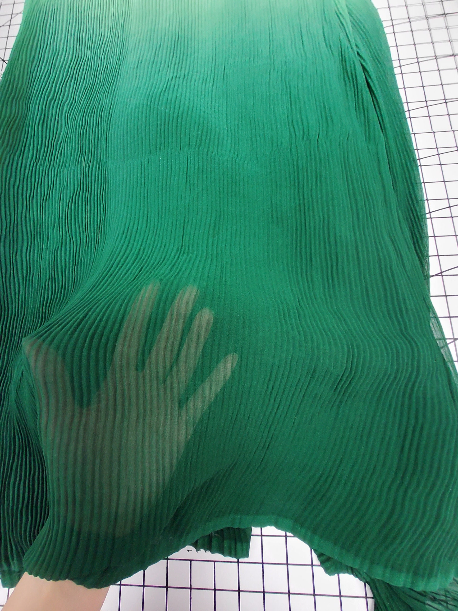 Green and Light Green Sunray Fabric, Georgette Pleated Fabric ...