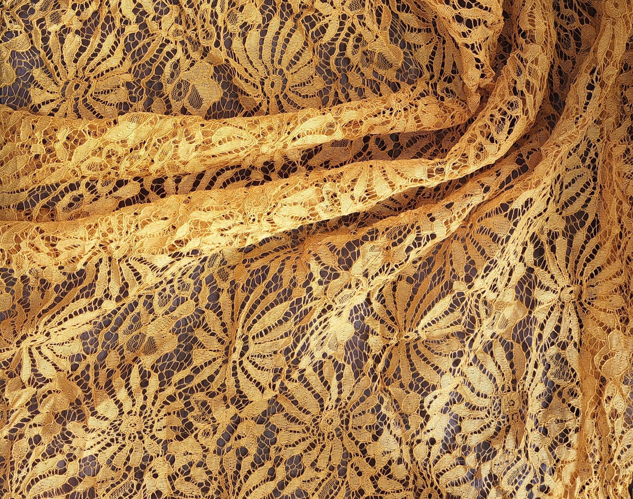 Yellow Chantilly Lace Fabric, Yellow Chantilly Lace Fabric by the Yard ...