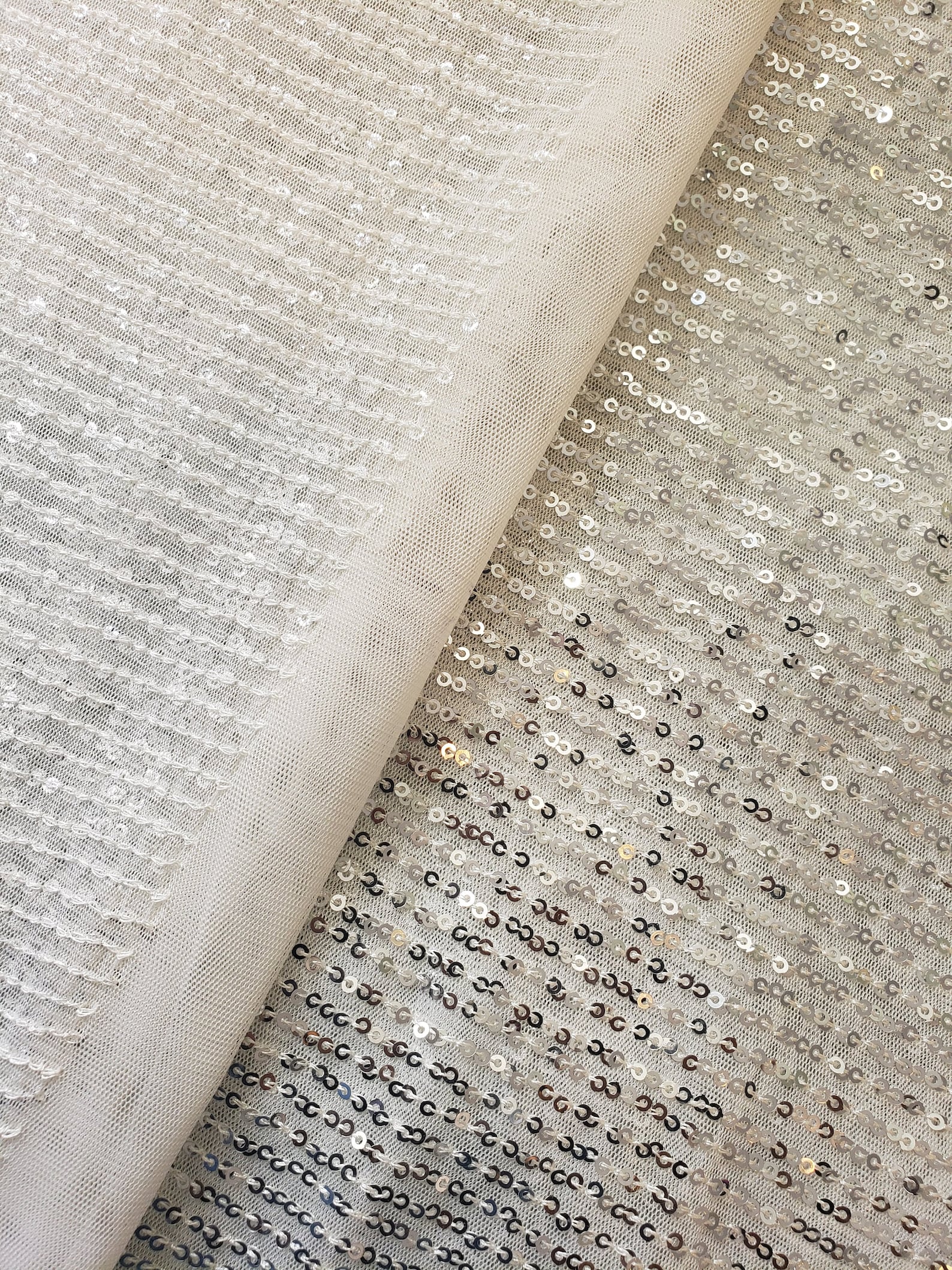 White Mesh Sequin Fabric White Sequin Fabric Net Sequin - Etsy
