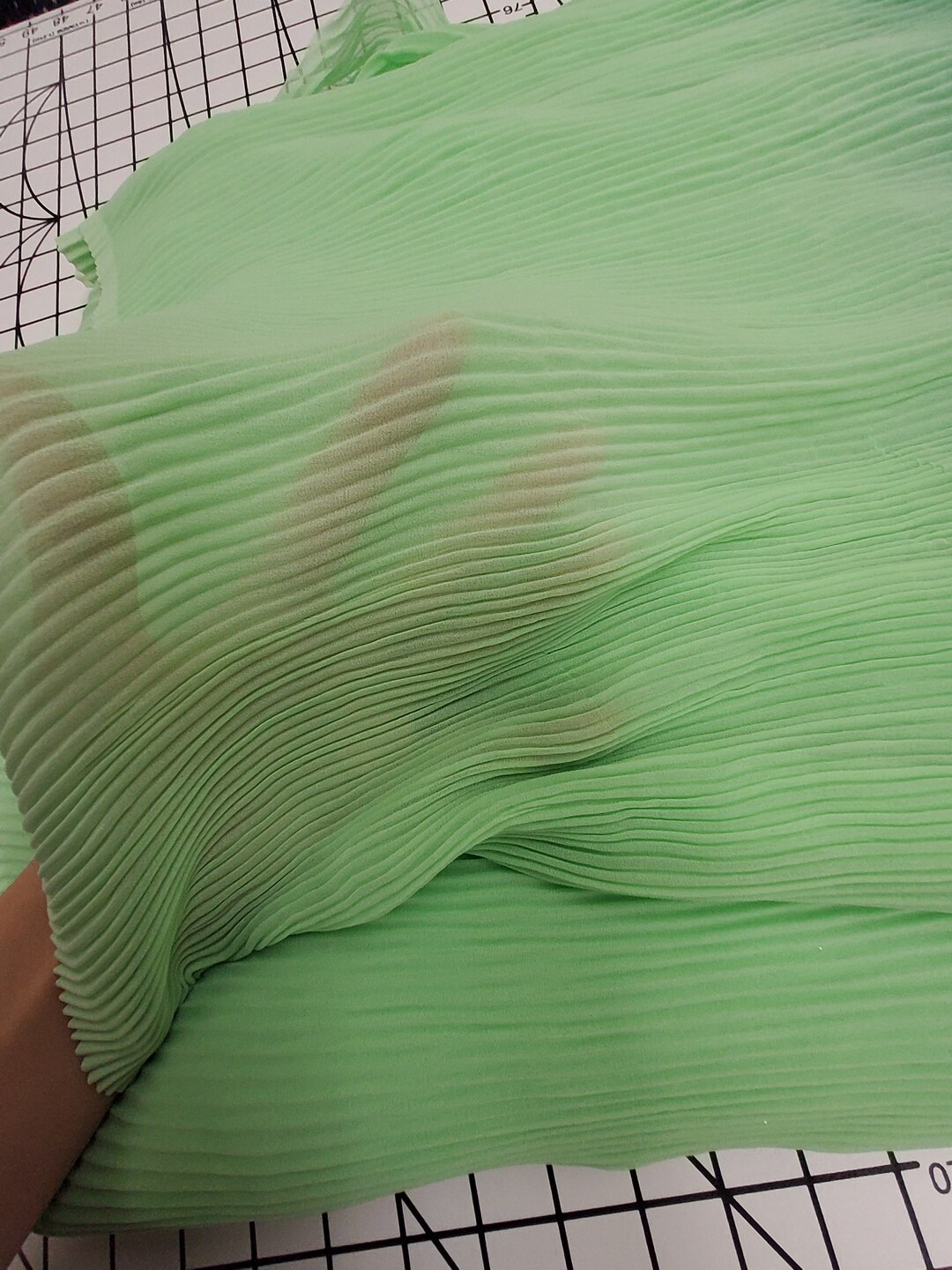 Green and Light Green Sunray Fabric, Georgette Pleated Fabric ...