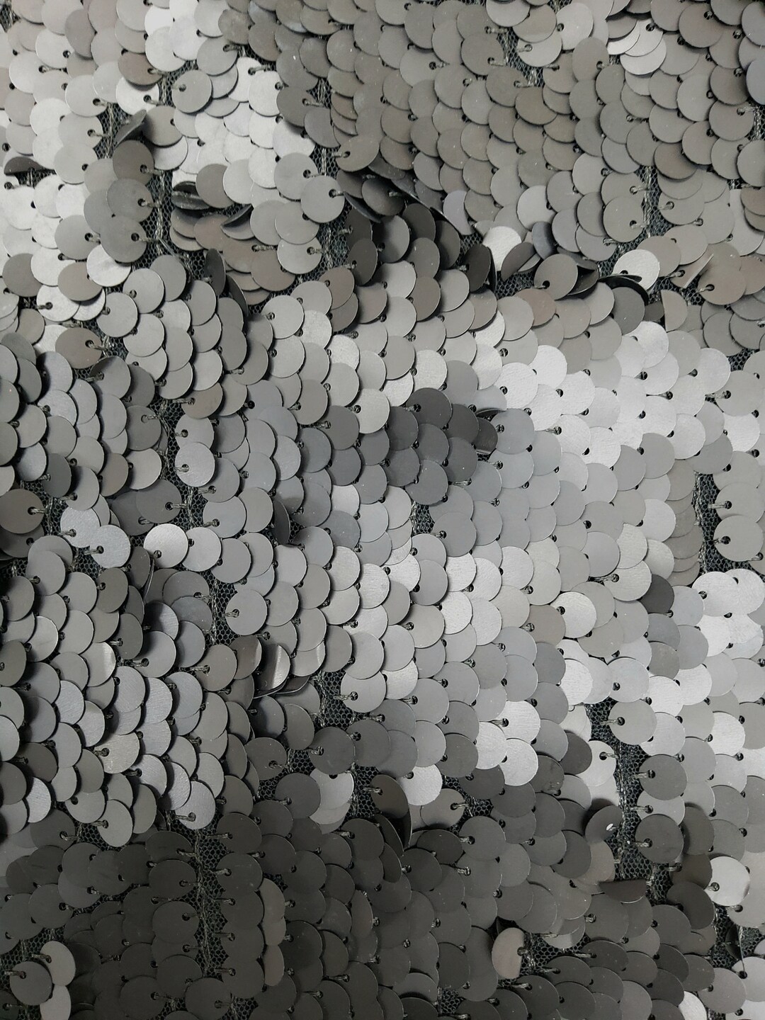 Black Gunmetal Gray Metallic Sequins Fabric Reversible Sequins by the ...