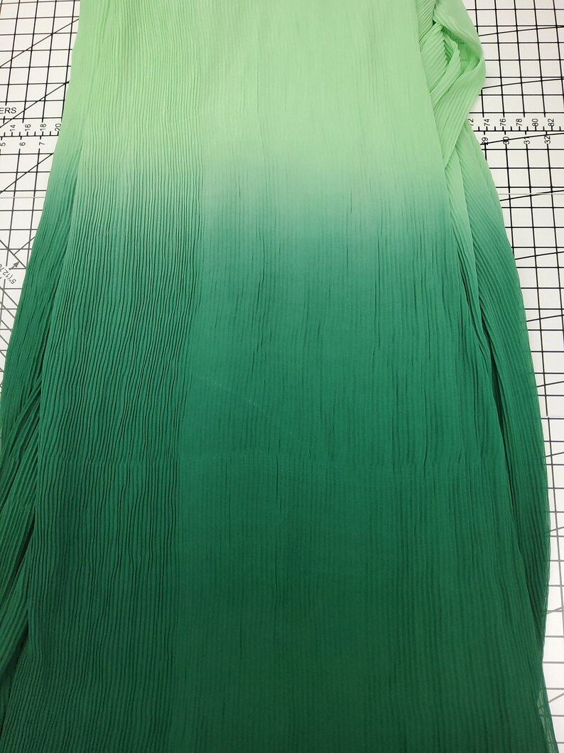 Green and Light Green Sunray Fabric, Georgette Pleated Fabric ...