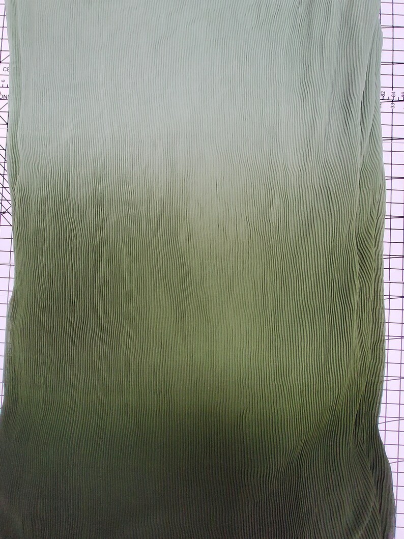 Dark Green Green and Lemon Gradient Ombre Sunray Fabric, Georgette ...