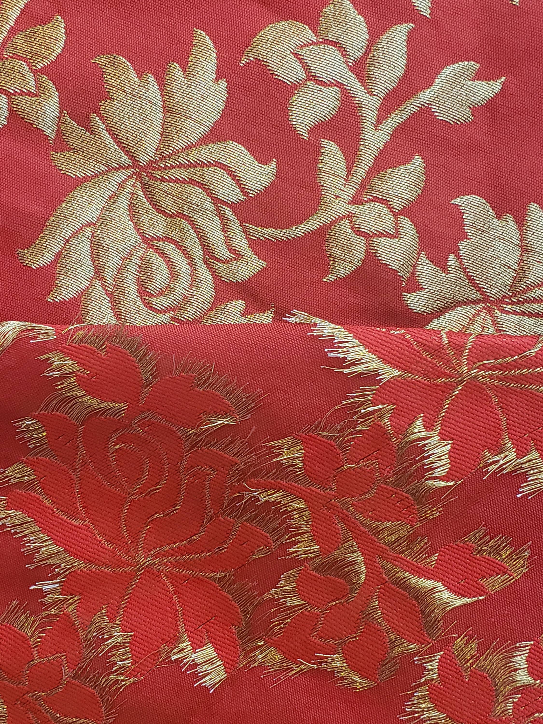 Red Damask Fabric, Red Jacquard Fabric, Red and Gold Damask/jacquard ...