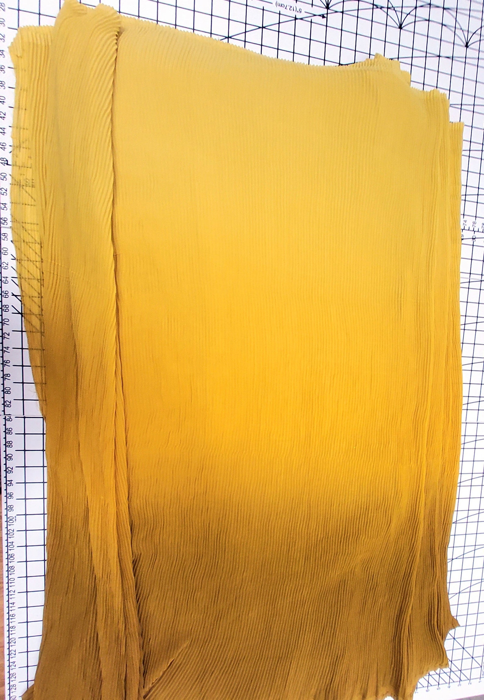 Yellow and Lemon Sunray Fabric, Georgette Pleated Fabric, Georgette ...