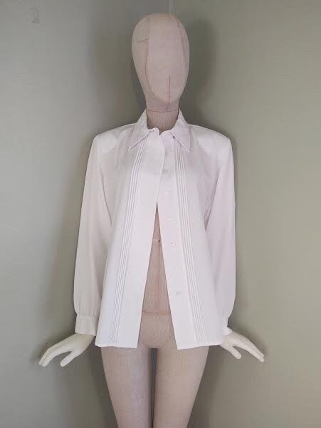 Crisp Embroidered White Shirt With Pin Tuck Detail - Etsy