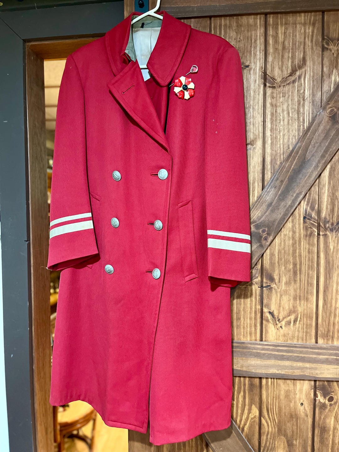 Vintage Antique Craddock Uniform Red Military Double Breasted Trench ...
