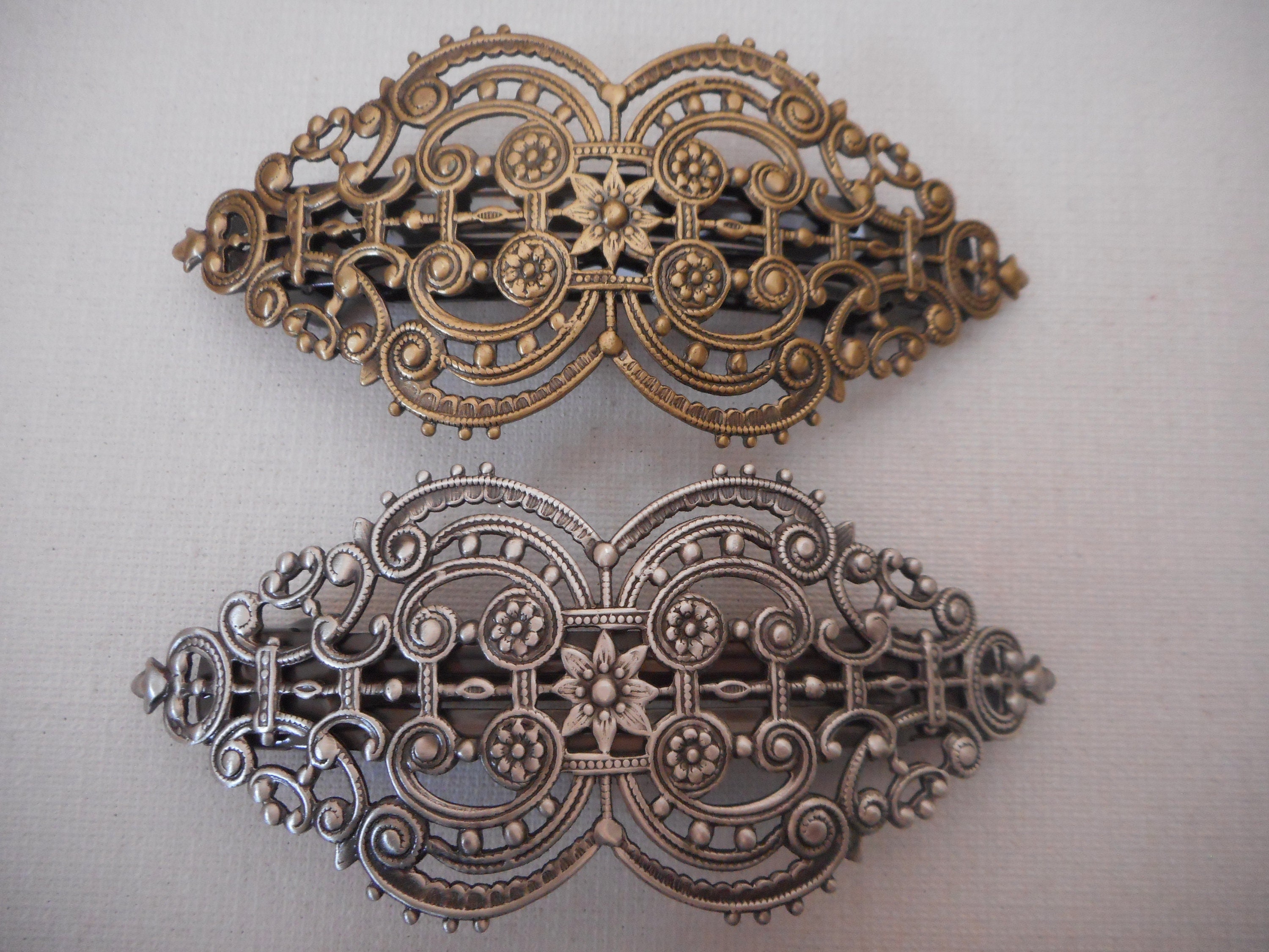 Filagree Metal Barrette - Etsy