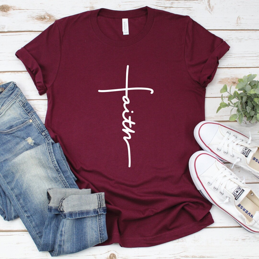 Faith T-shirt, Jesus, Christian Shirt, Faith Shirt, Vertical Cross ...