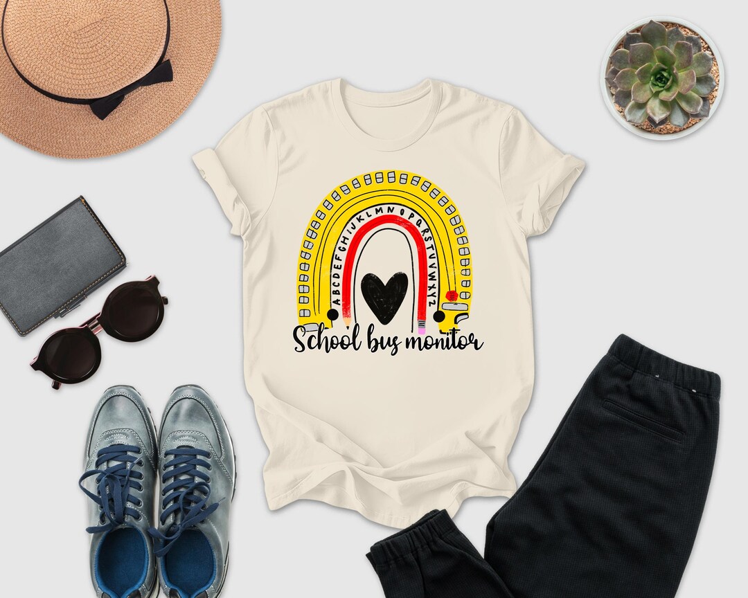 School Bus Monitor Shirt, Back to School Shirt, Rainbow Yellow School ...