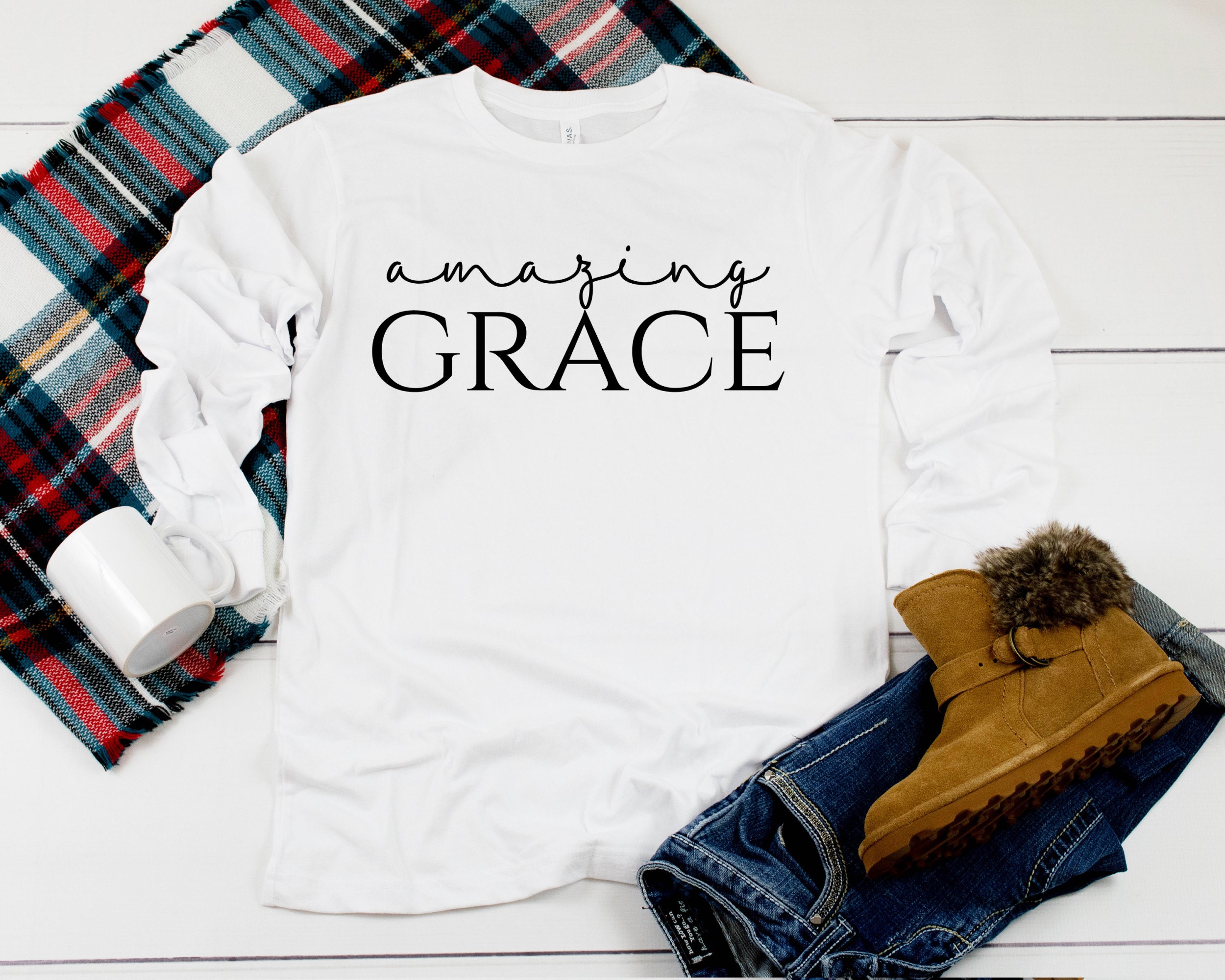 Amazing Grace Long Sleeve, Christian Apparel, Christian Tees, Christian ...