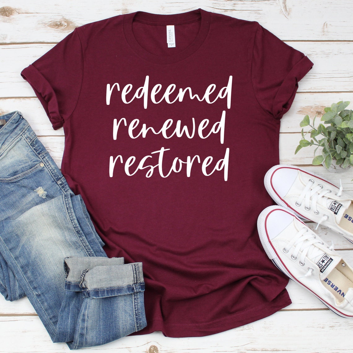 Redeemed Renewed Restored, Christian Apparel, Christian T-shirts, Faith ...