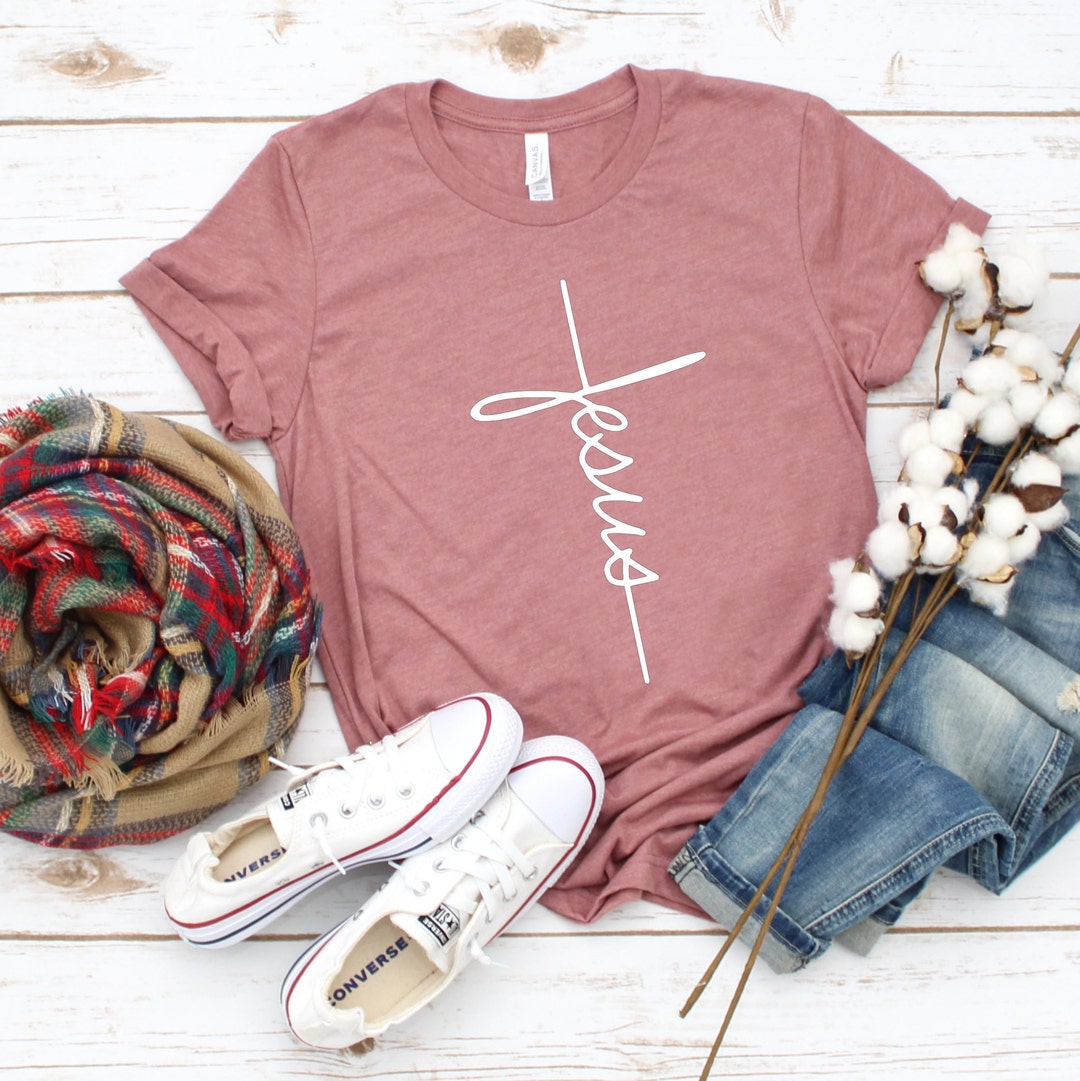 Jesus T-shirt, Jesus, Christian Shirt, Jesus Shirt, Vertical Cross ...