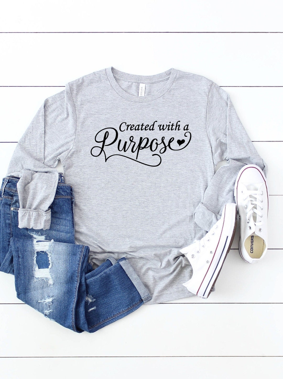 Created With a Purpose Long Sleeve Shirt, Christian Long Sleeve Shirt ...
