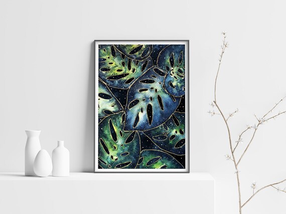 Printable Celestial Plant Print Botanical Wall Art Cosmic | Etsy