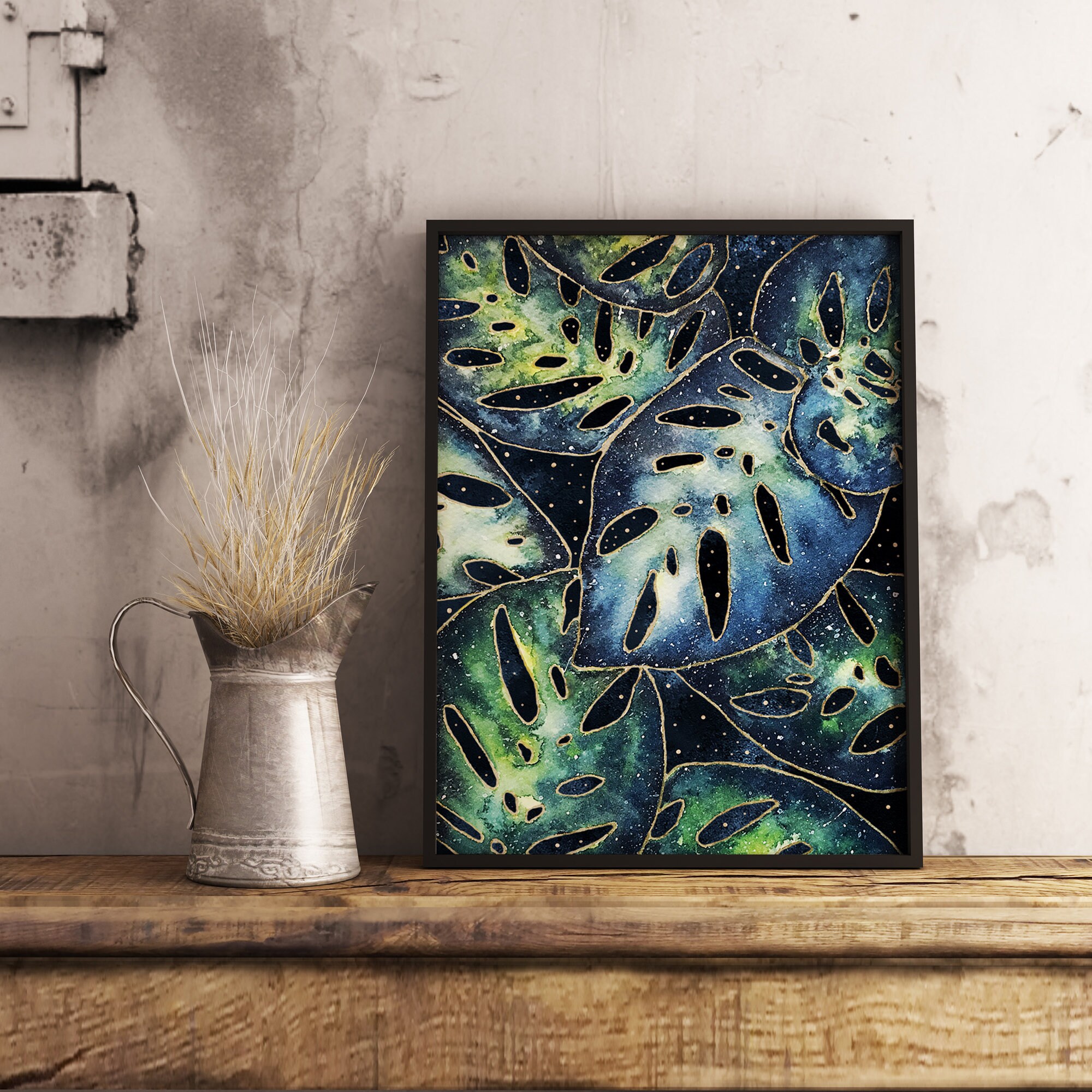 Printable Celestial Plant Print Botanical Wall Art Cosmic | Etsy