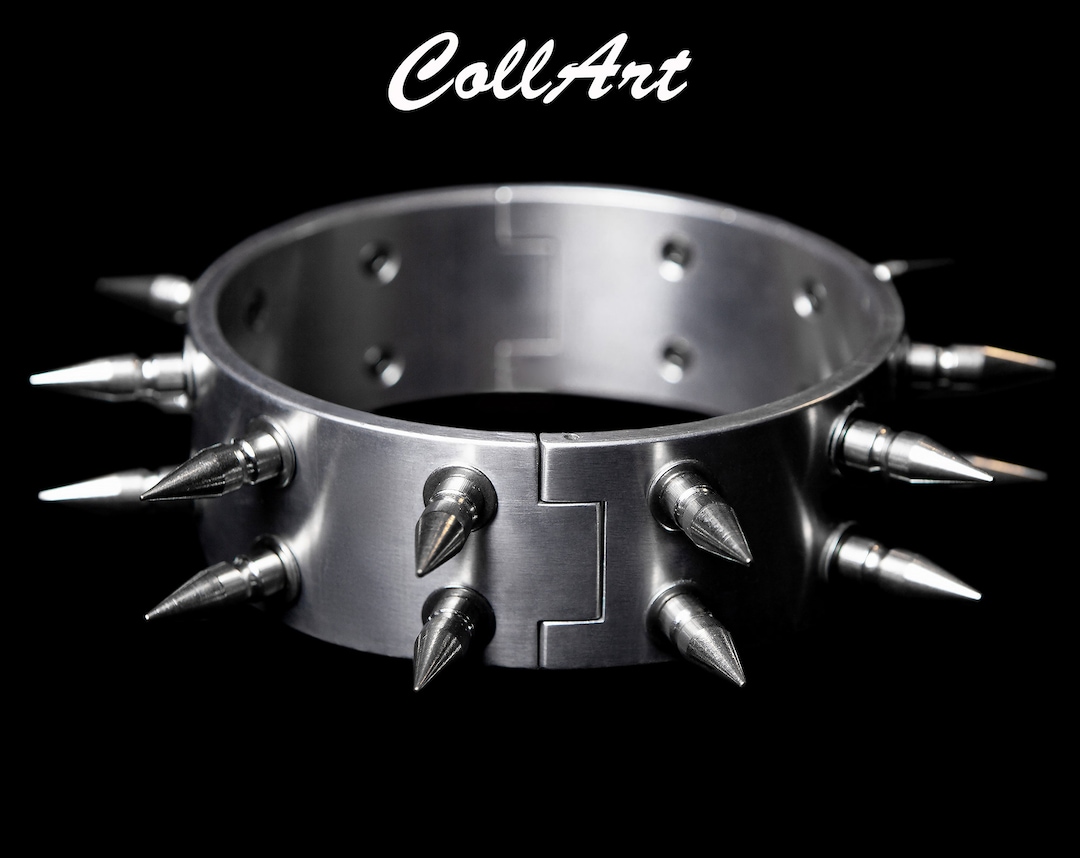 Double Row Spiked Collar Studded Metal BDSM Choker Alternative Jewelry ...