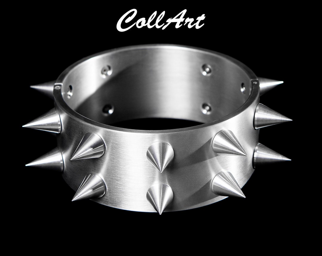 High Metal Choker Double Row Spiked Collar Metal BDSM Choker ...