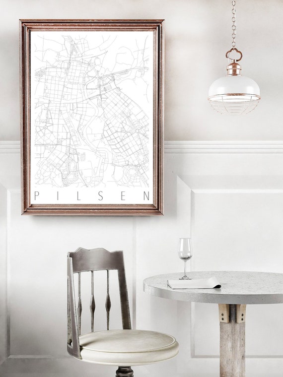 Map of Pilsen Streets Czech Republic Map Minimalism Map - Etsy